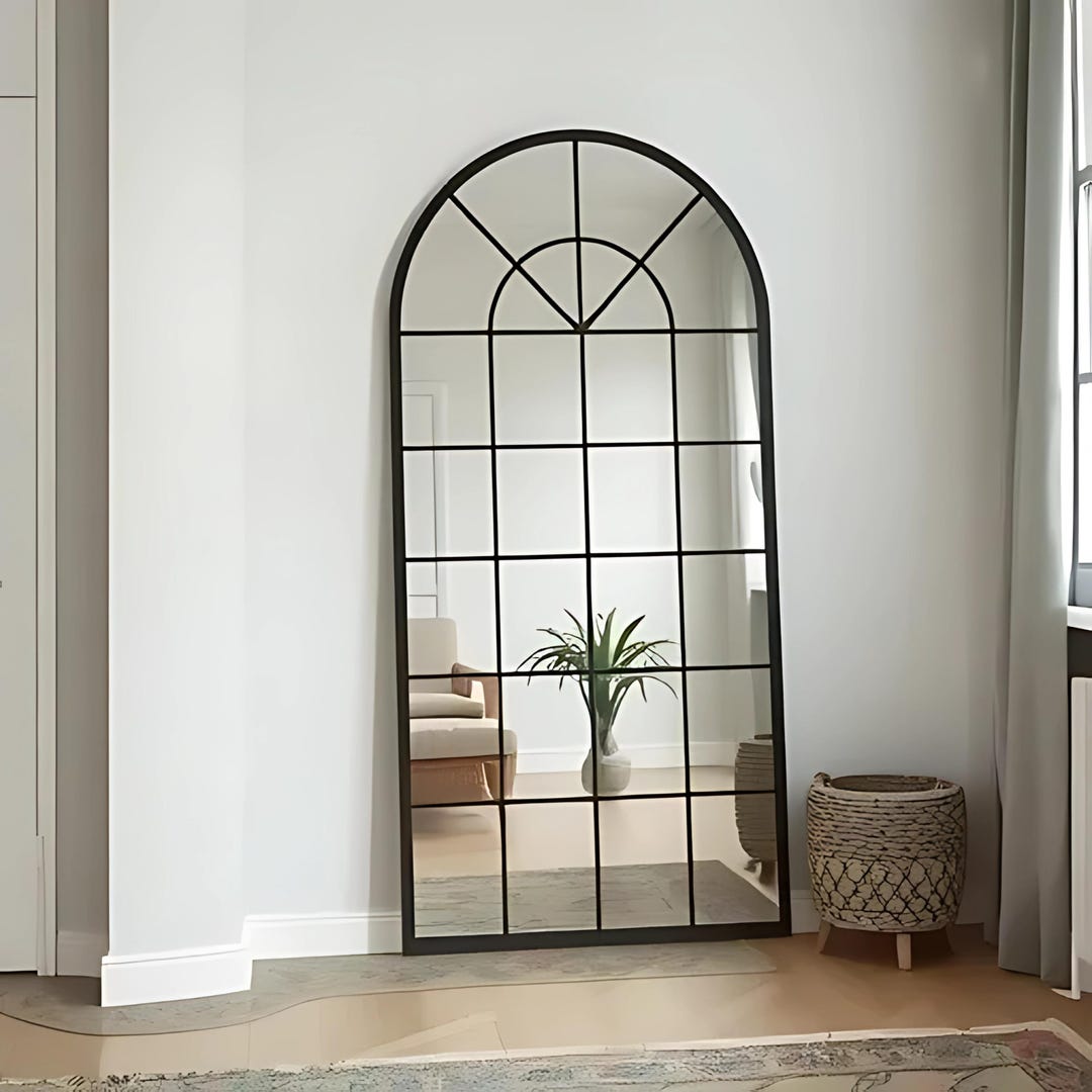 Arched Full Length Mirror, Irregular Full Body Window Mirror, Arched ...