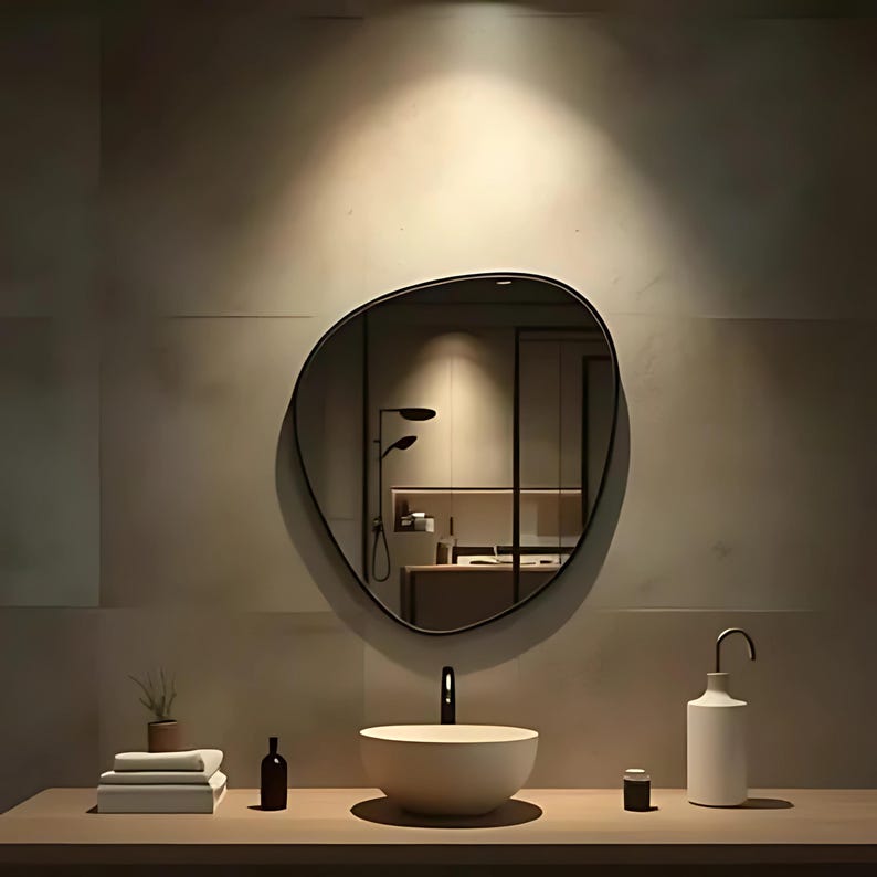 Irregular Bathroom Mirror, Abstract Decorative Wavy Mirror, Unique ...