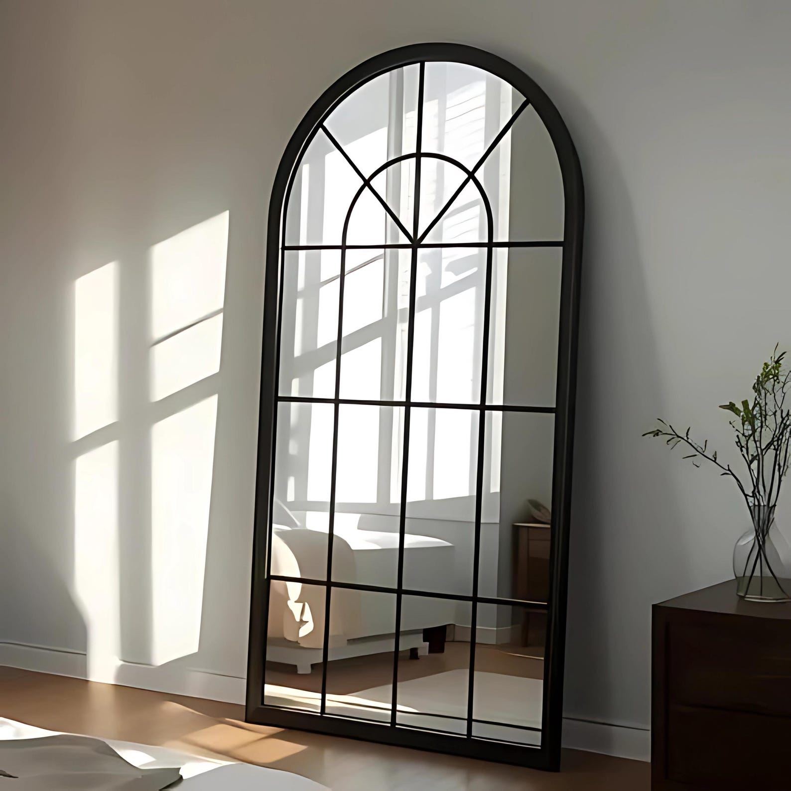 Arched Full Length Mirror, Irregular Full Body Window Mirror, Arched ...