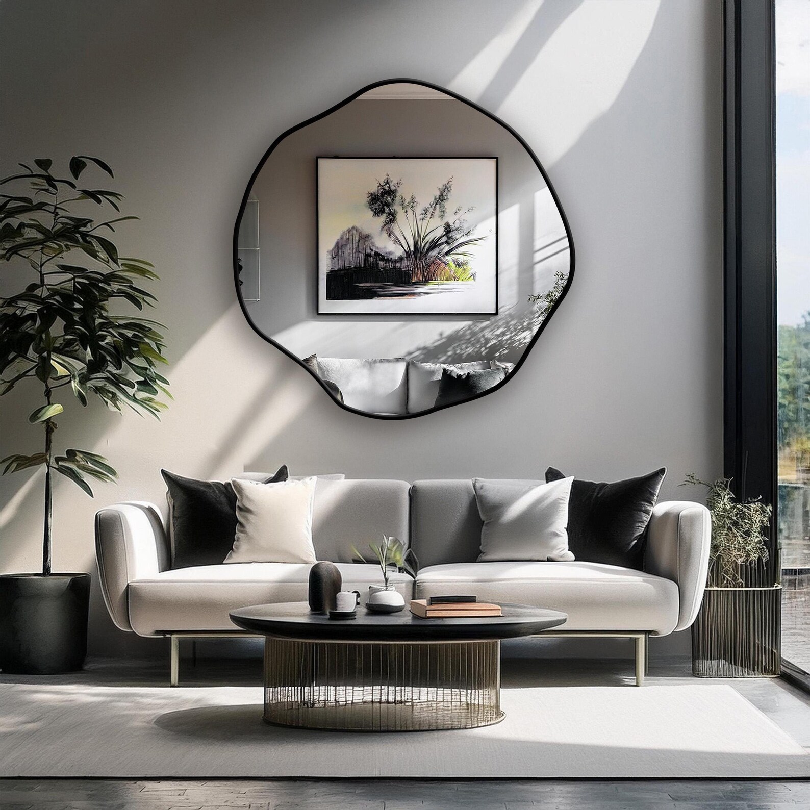 Irregular Mirror, Wavy Mirror, Floor Mirror, Round Mirror, Circle ...