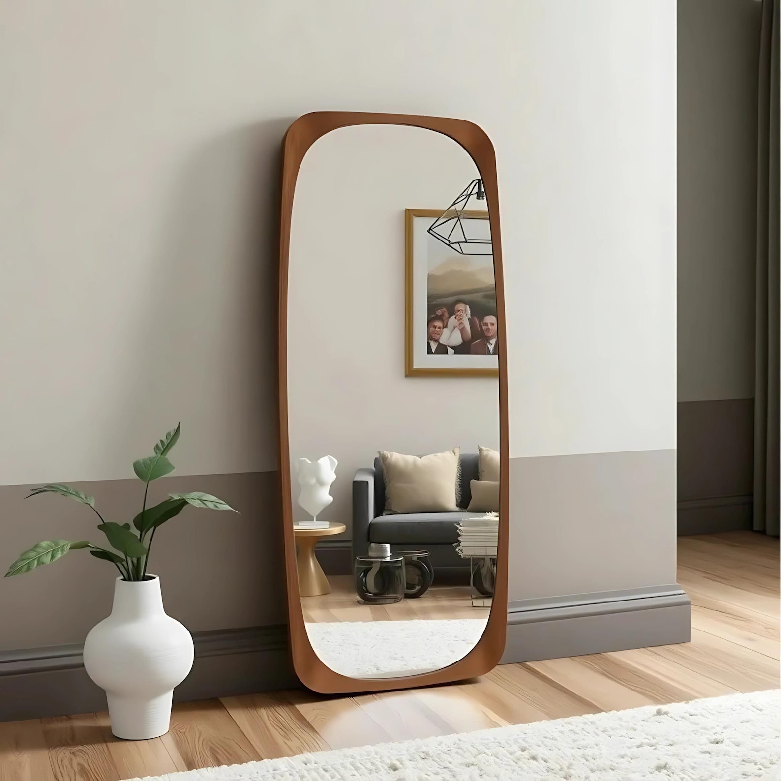 Wooden Frame Full Length Mirror for Bedroom, Full Body Custom Size ...