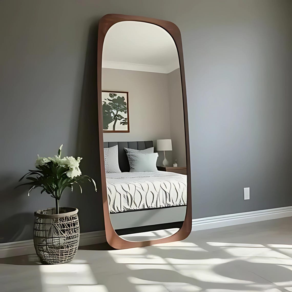Wooden Frame Full Length Mirror for Bedroom, Full Body Custom Size ...