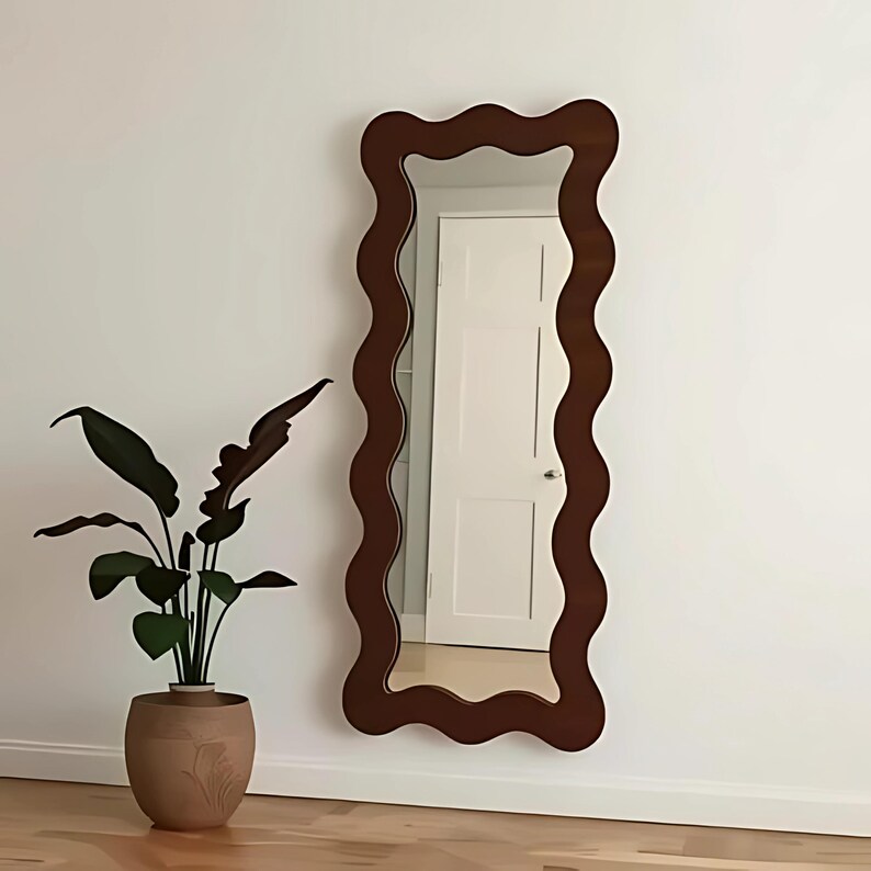 Wavy Full Length Arch Mirror, Wave Frame Full Body Mirror, Curvy Mirror ...