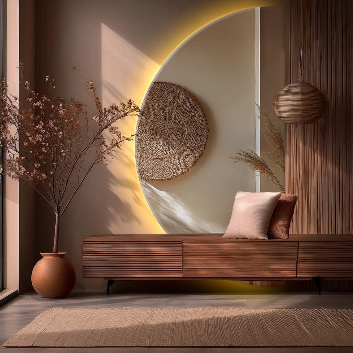 Half Moon Entryway Led Mirror, Radius Livingroom Big Mirror, Half ...