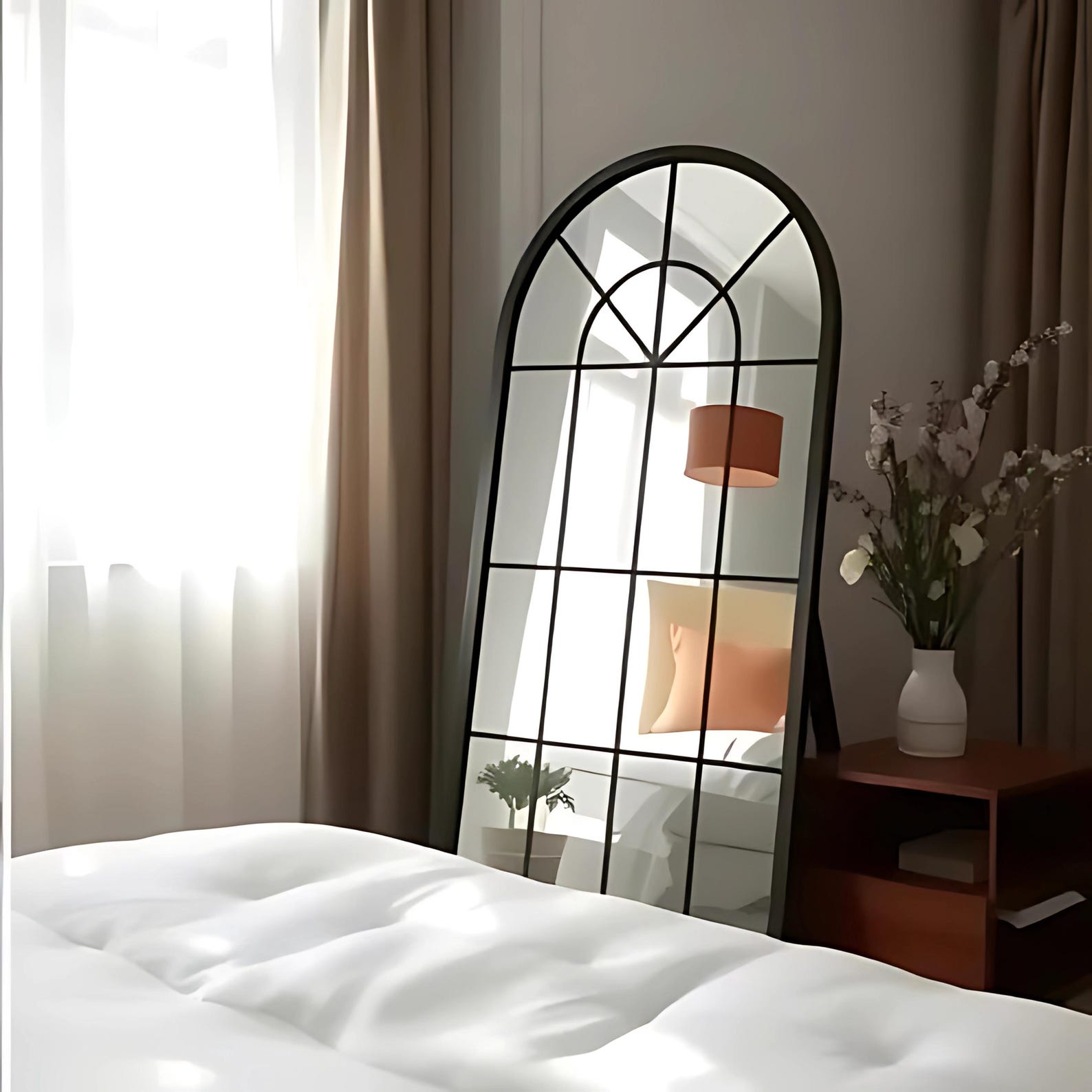 Arched Full Length Mirror, Irregular Full Body Window Mirror, Arched ...