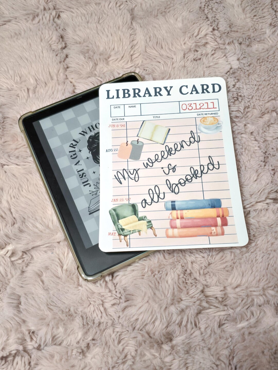 Library Card Kindle Insert | Paper Insert Clear Kindle Case | Kindle ...