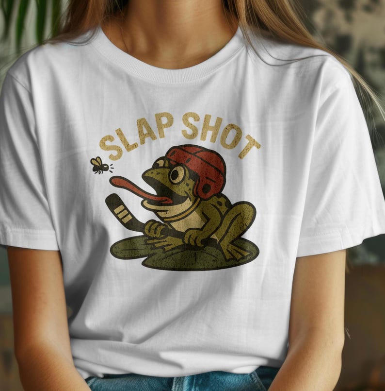 Camiseta de hockey Slap Shot Frog / Camiseta divertida de hockey sobre ...