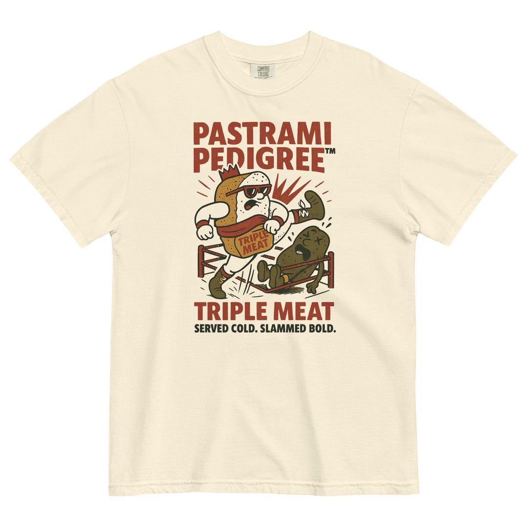 Pastrami Pedigree Shirt – Triple Meat Funny Wrestling Sandwich Tee ...