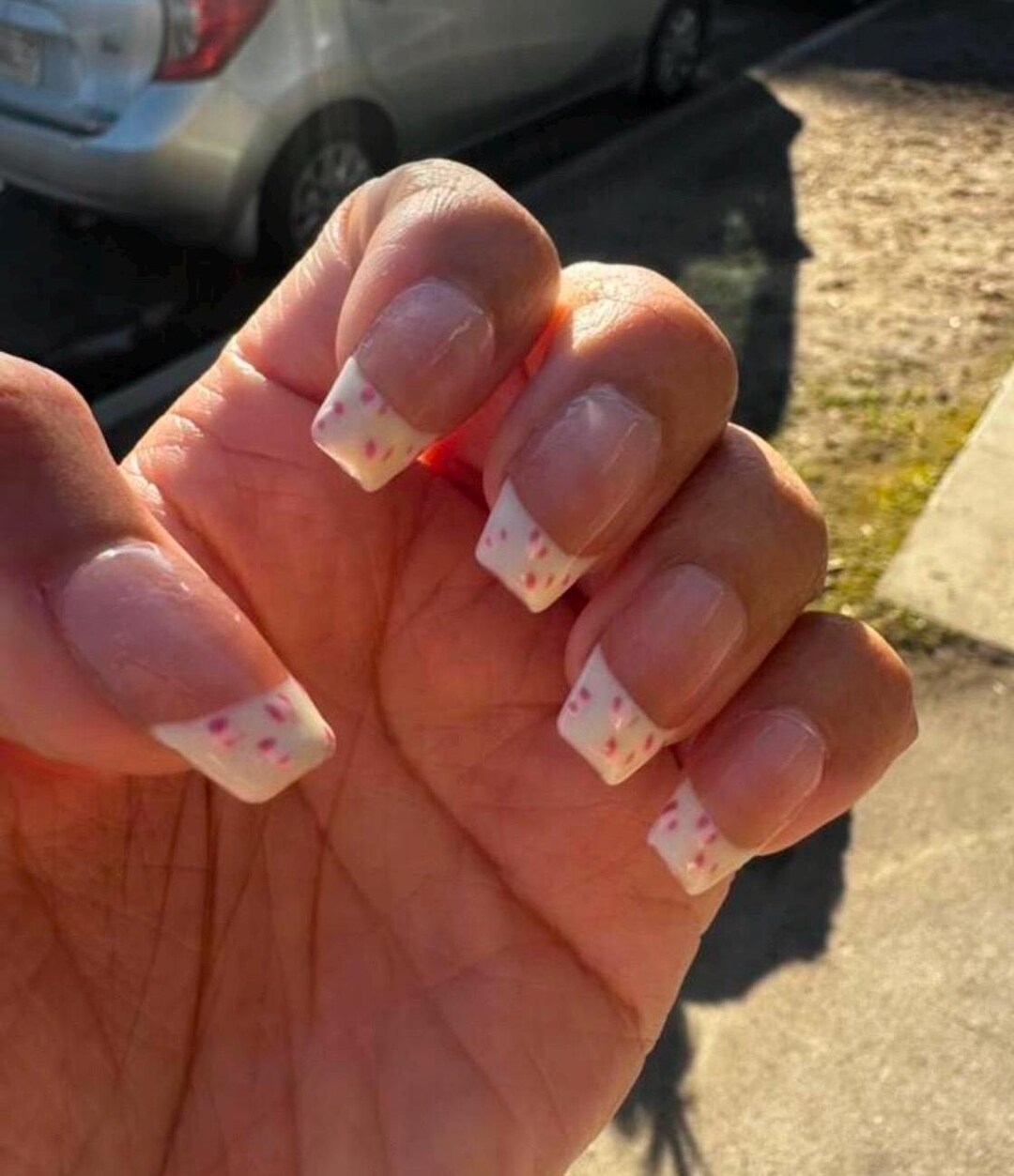 French Tip Coffin Shape Press-on Nails | Elegant Handmade Acrylic False ...