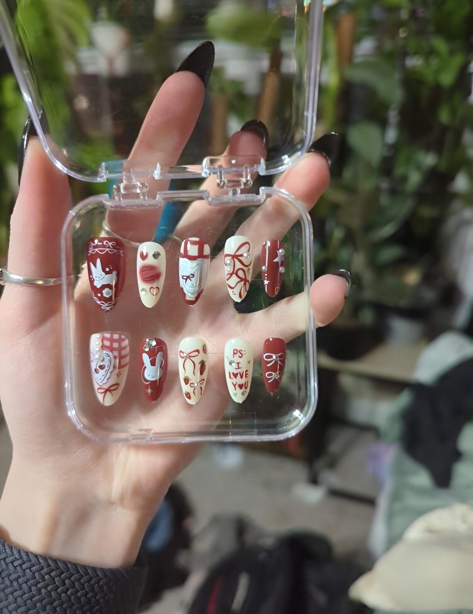 Almond Shaped Handmade Nails | Cute Rabbit, Star, Heart, Pearls & Bow ...