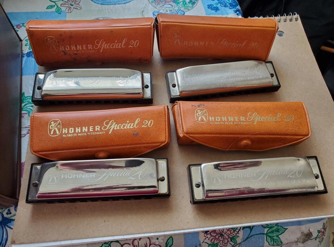 Vintage Harmonicas Hohner Brand Made in Germany Lot of 6 With Book and ...