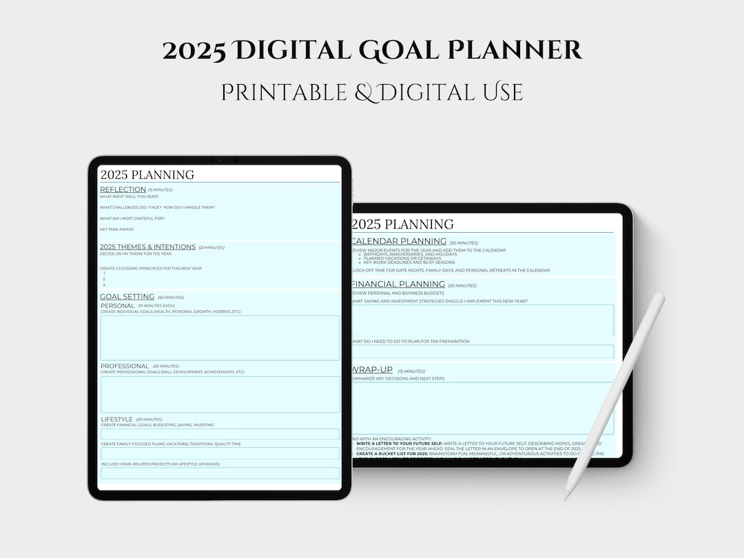 2025 Digital Annual Planner, Reflection, Goodnotes Template, Goal ...