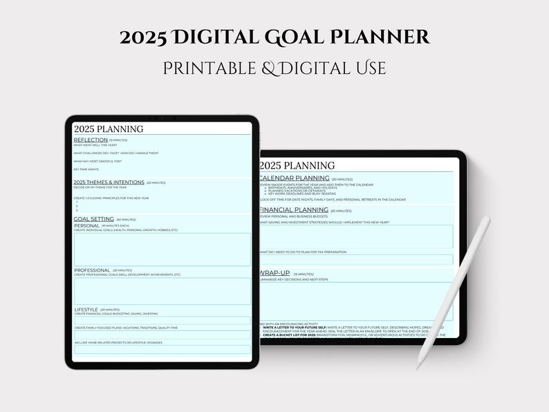 2025 Digital Annual Planner, Reflection, Goodnotes Template, Goal ...