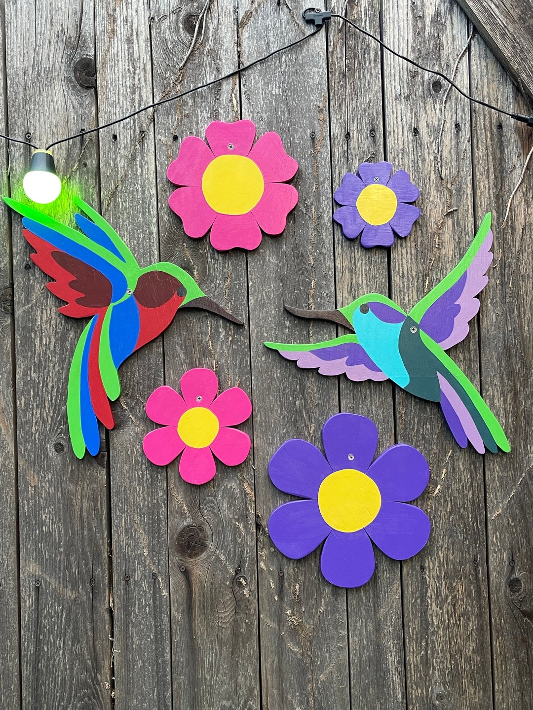Colorful Hummingbirds and Flowers Decor for Fences and Walls - Etsy