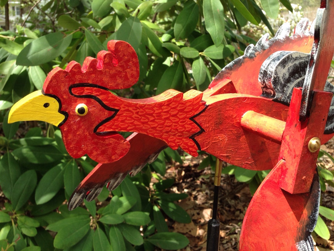 Handmade Chicken Whirligig: Painted Wood Wind Spinner - Etsy