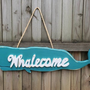 Distressed Wooden Whale Whalecome Sign - Etsy