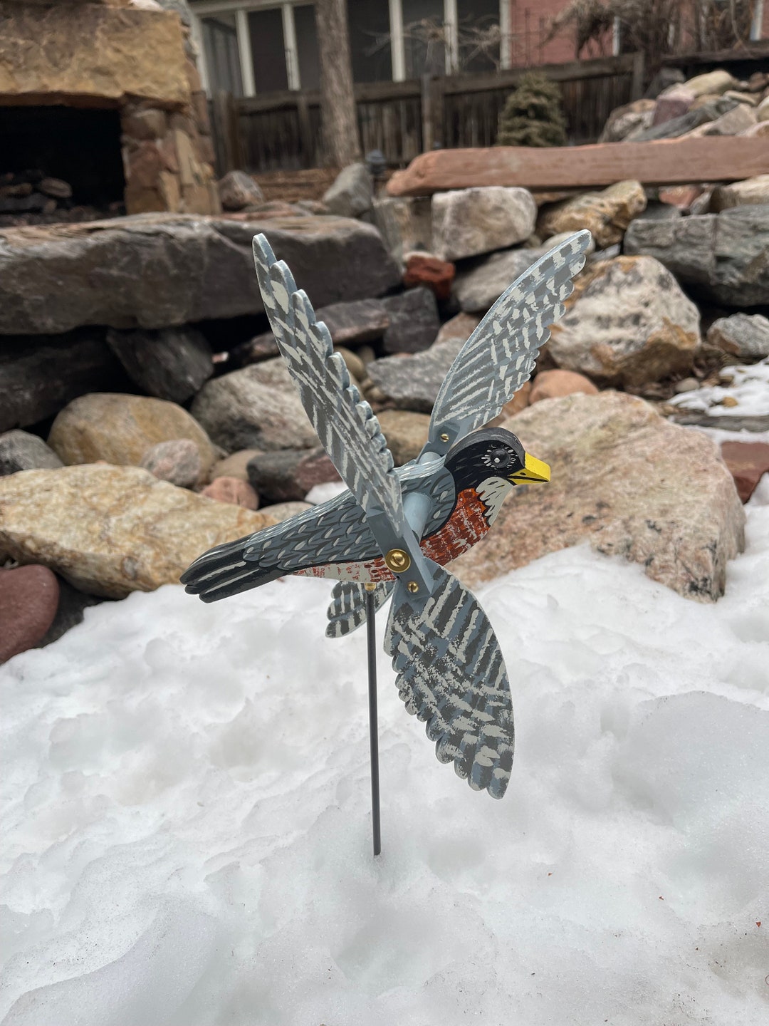 American Robin Whirligig (body 8.25”L X 2.125” W/wingspan 11” L) - Etsy