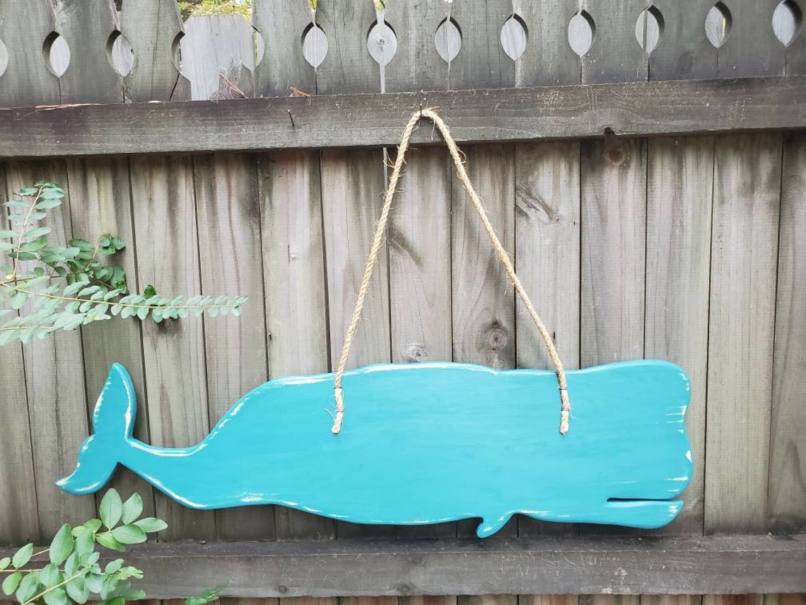 Distressed Wooden Whale Whalecome Sign - Etsy