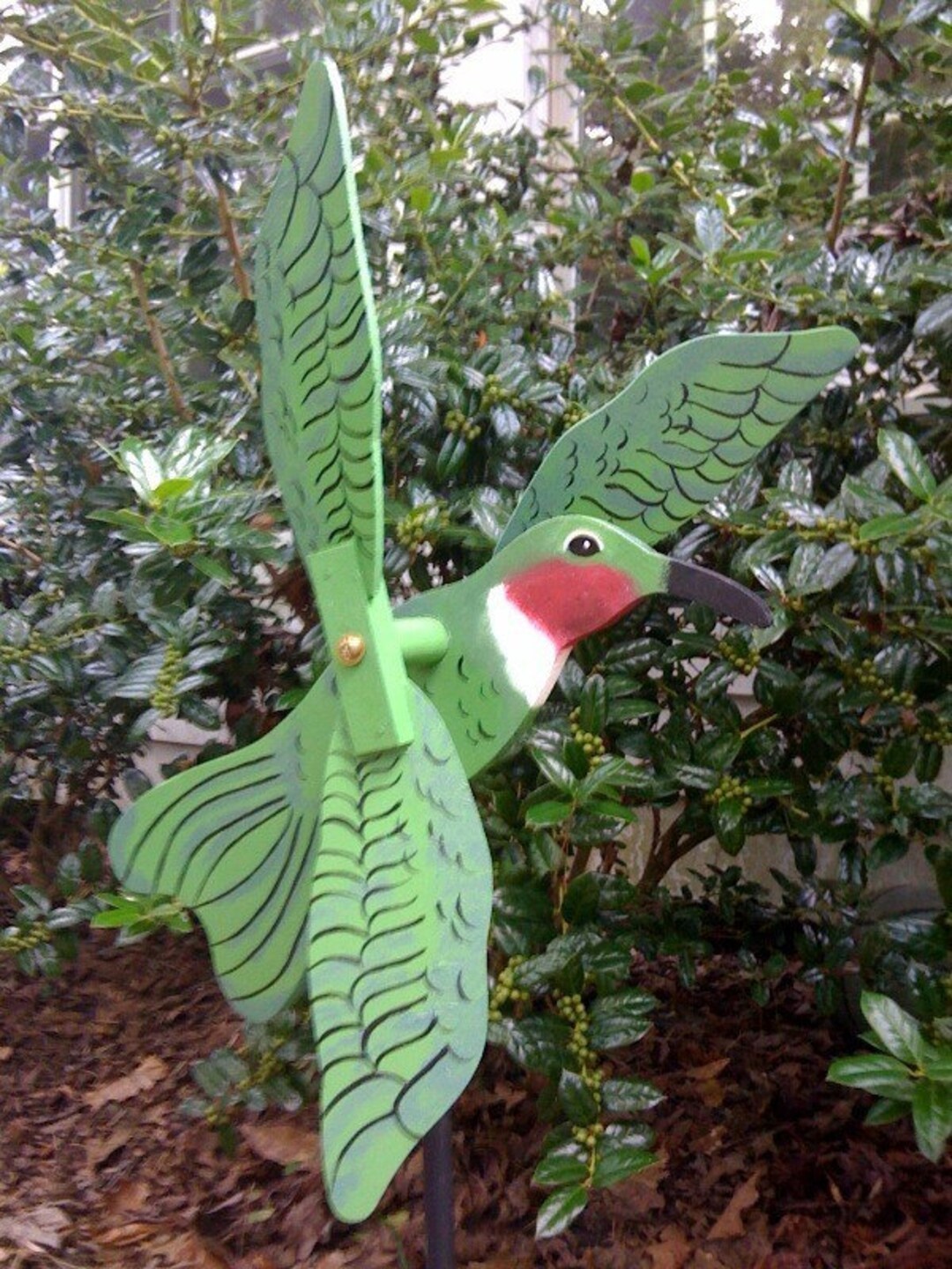 Handmade Hummingbird Whirligig, Painted Wood Garden Decor (12"l) - Etsy