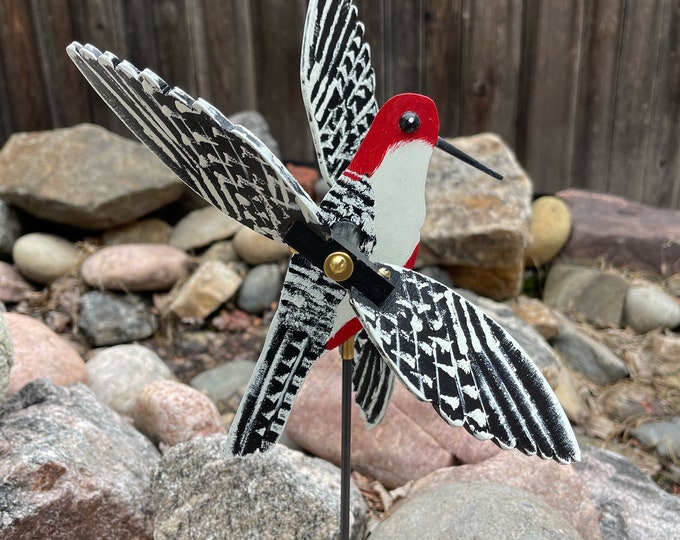 Large Hand Made 20 Loon Waterfowl Bird Whirligig 'folk Art' Lawn / Deck Ornament With 2' Rod ...