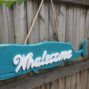 Distressed Wooden Whale Whalecome Sign - Etsy
