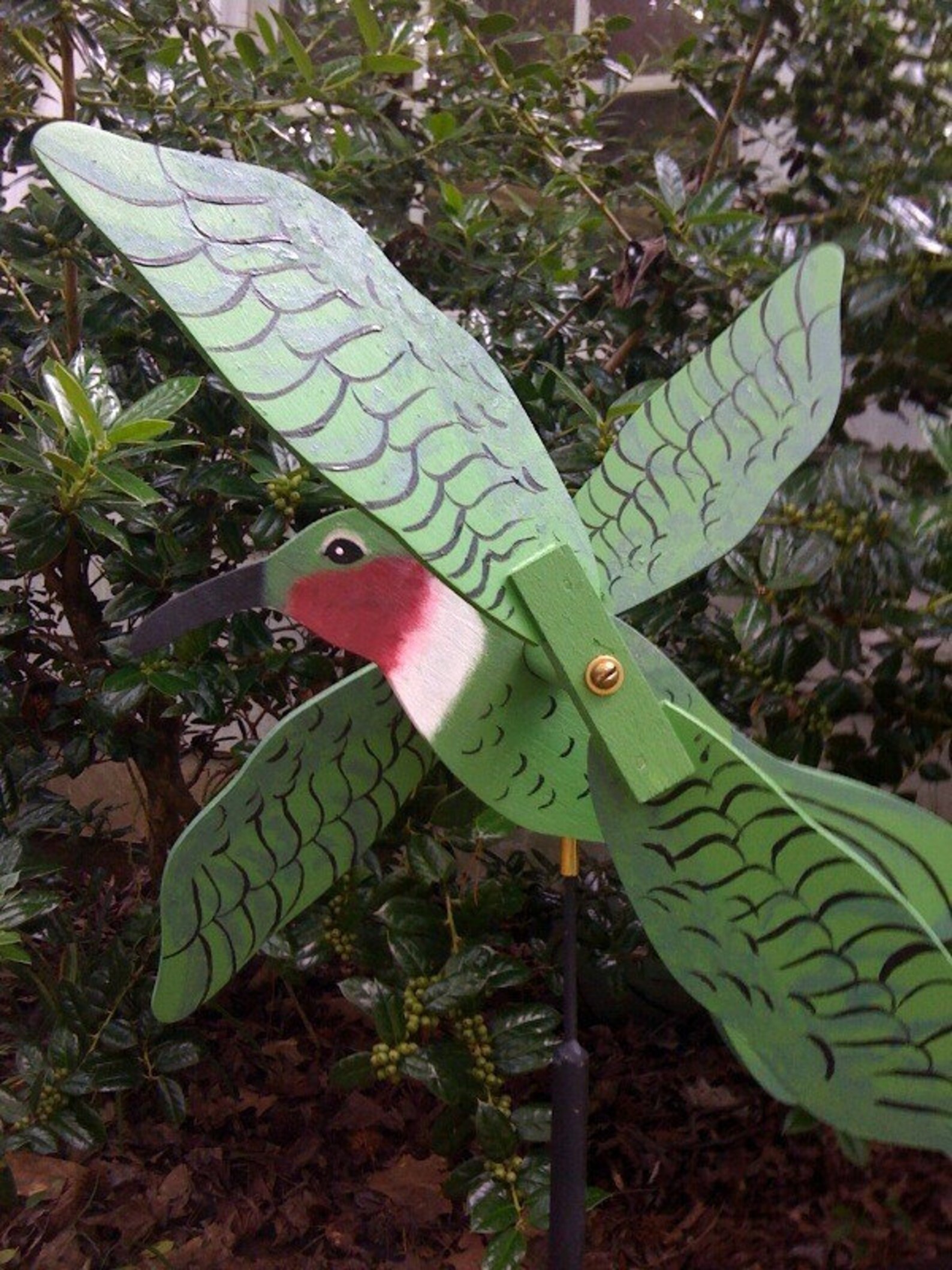 Handmade Hummingbird Whirligig, Painted Wood Garden Decor (12"l) - Etsy