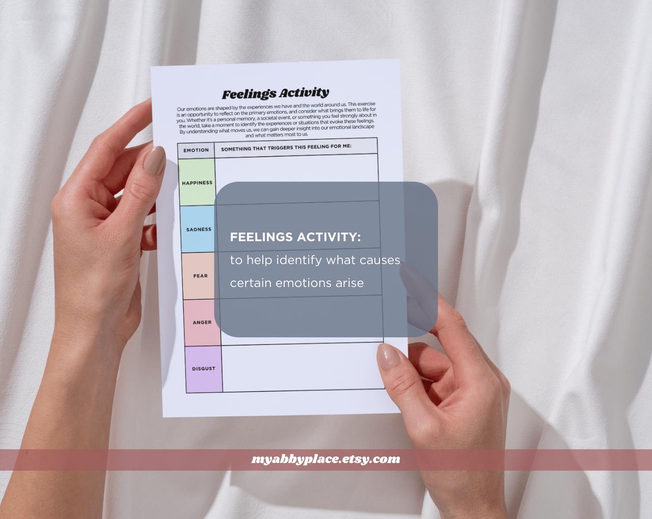 Printable Feelings Wheel of Emotions + Activity Sheets for Adults ...