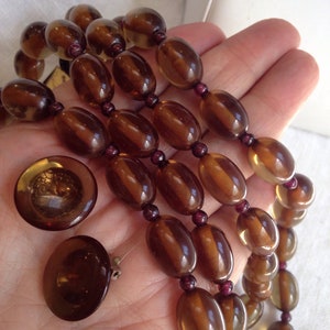 Vintage Bakelite Prystal Brown Bead Necklace Double Strand Purple ...