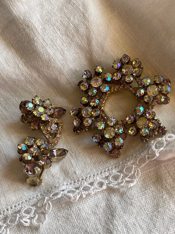 Juliana Pale Lavender Rhinestone Brooch Earrings with… - Gem
