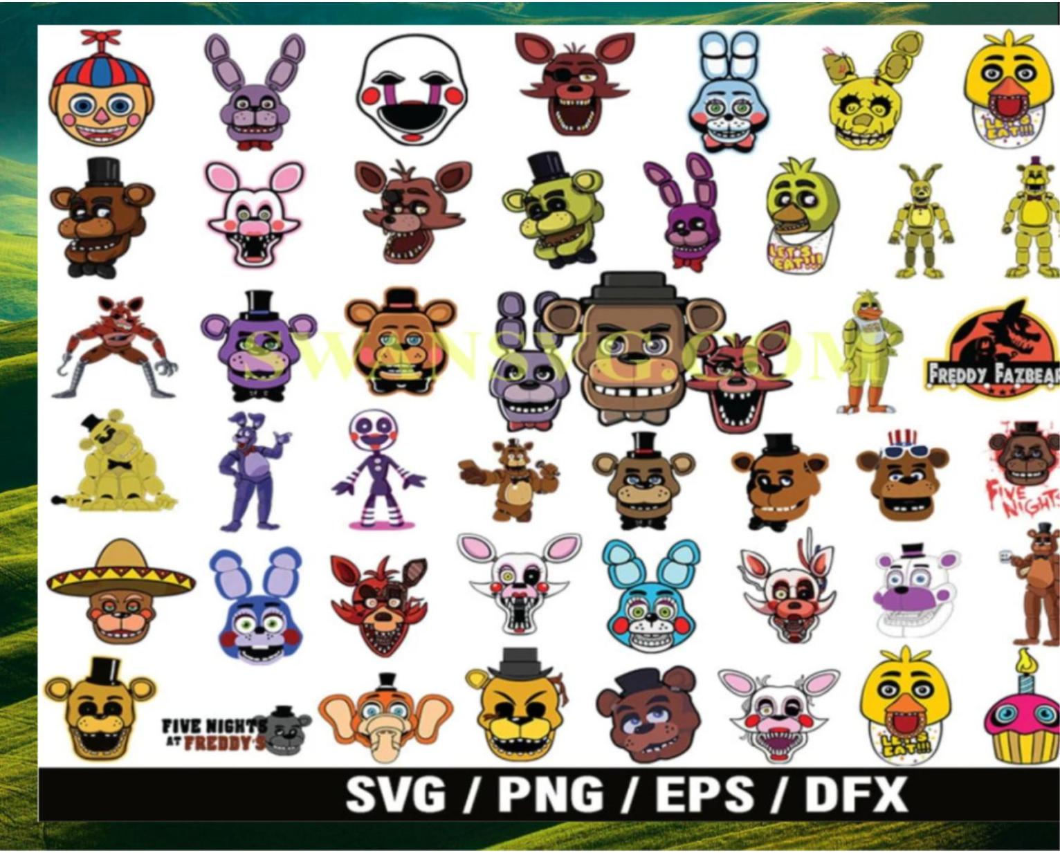 320 FNAF Bundle Svg, FNAF Svg, Five Nights at Freddy's Set, Freddy's ...