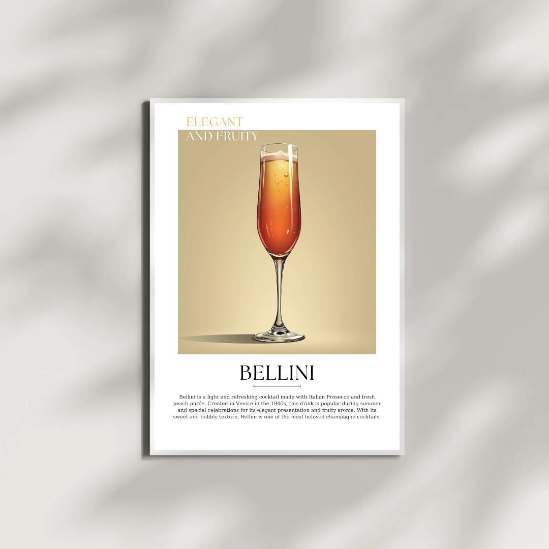 Bellini Cocktail Poster, Digital Download, Wall Art, Wall Decor - Etsy