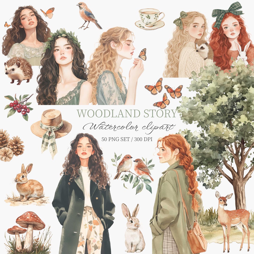 Woodland Story, Forest Woods Clip Art, Cute Animals, Nature, Women ...