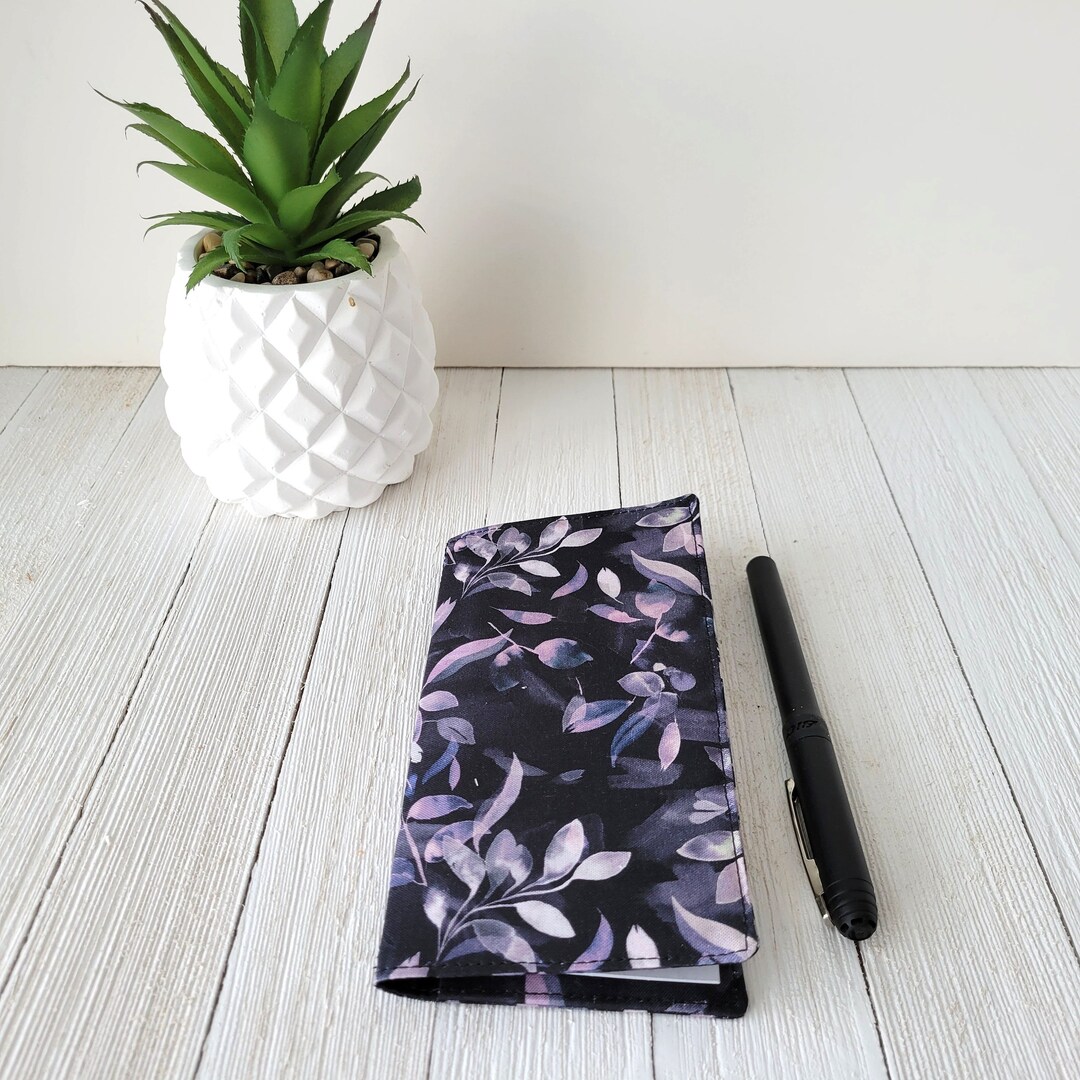 Purple Leaf Print Fabric Checkbook Cover - Purse Accessory - Coupon ...