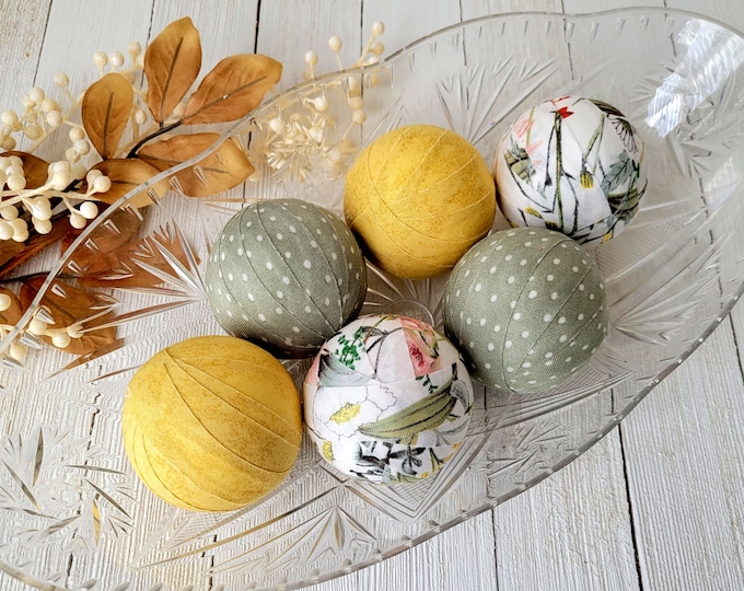 Set of 7 Hand Made Decorative Cloth Covered Balls, Bowl/vase Fillers ...