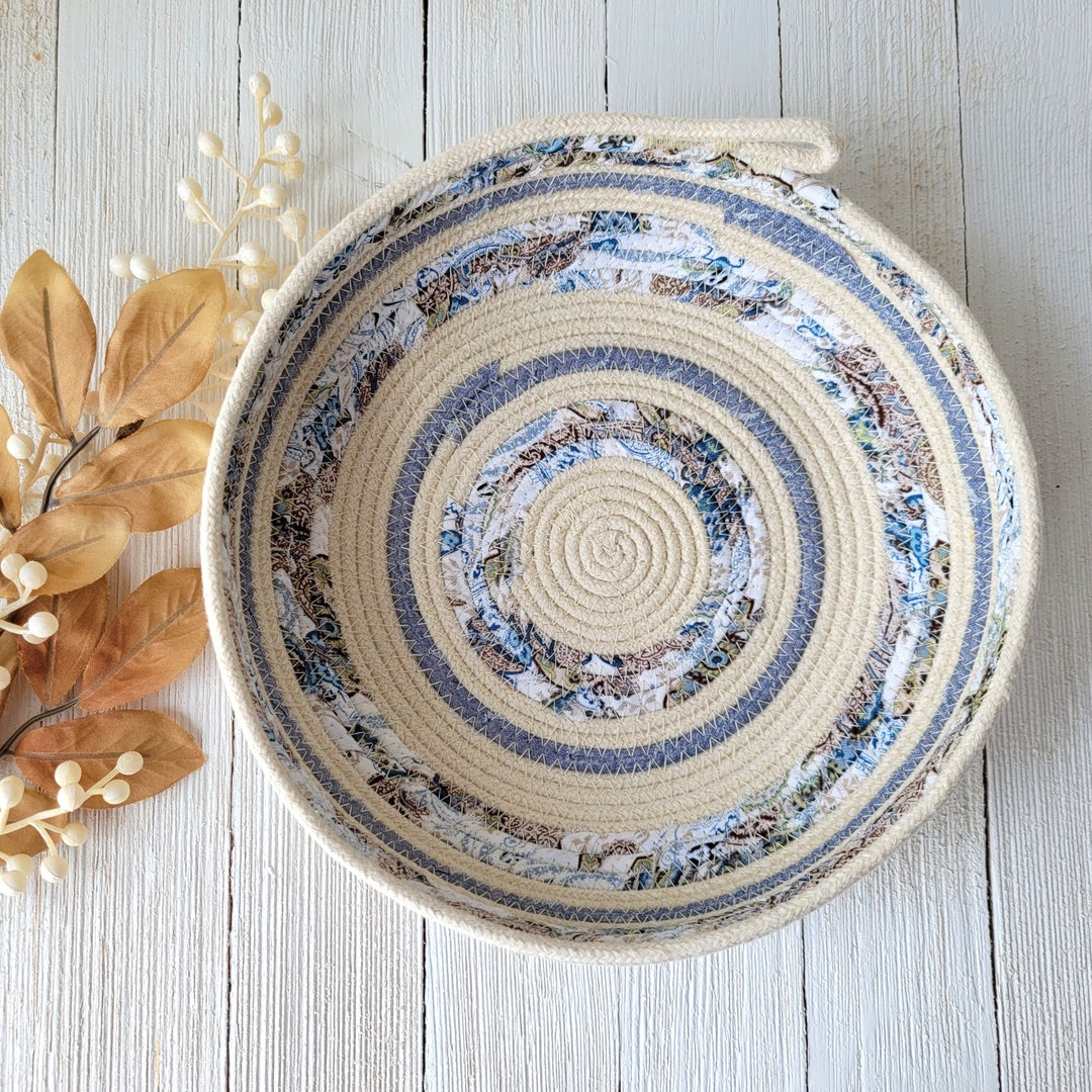 Blue and Brown 7.75 Coiled Rope Bowl, Home Decor Basket, Storage ...