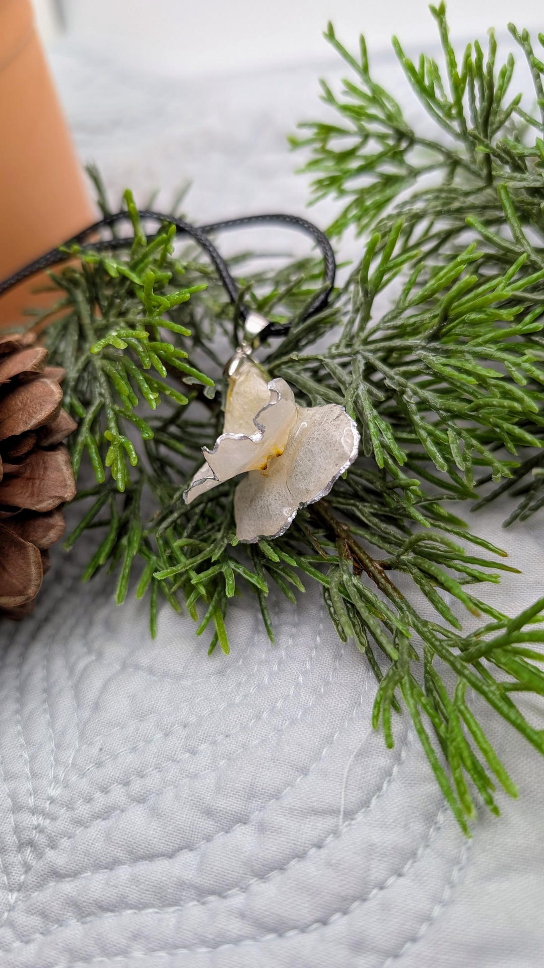 Silver Lined Snapdragon- Real Flower Necklace Custom Handmade Resin ...