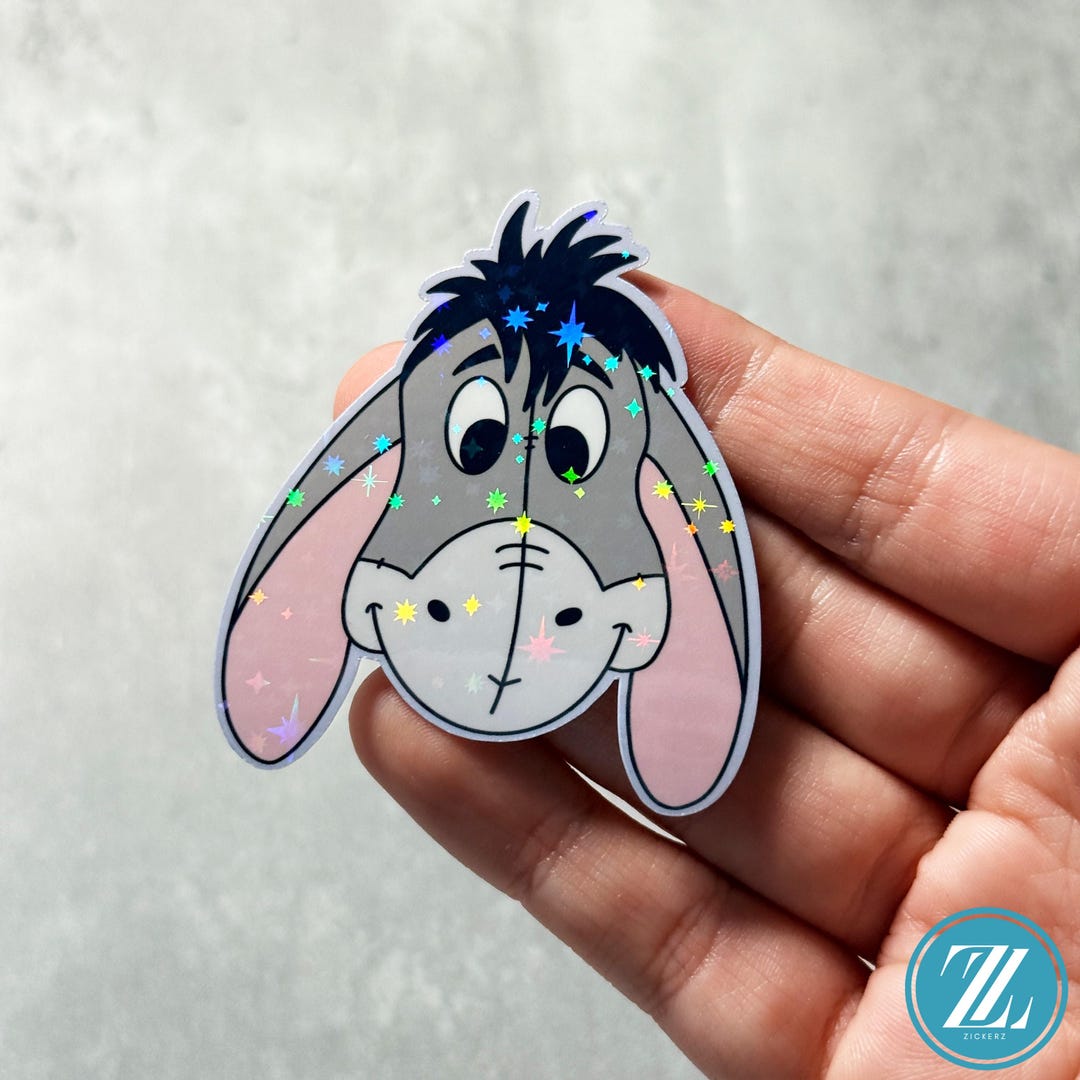 Eeyore Face Sticker, Holographic Winnie the Pooh Decal - Etsy