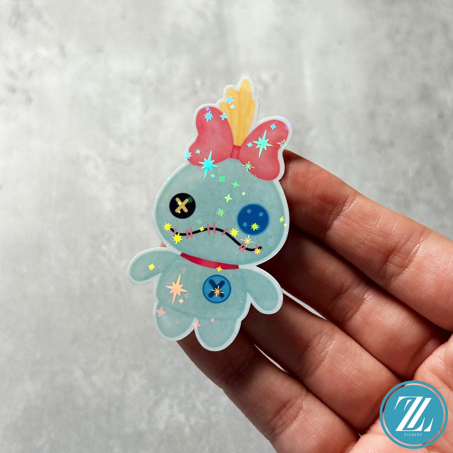 Scrump Doll Sticker, Holographic Lilo and Stitch Decal - Etsy
