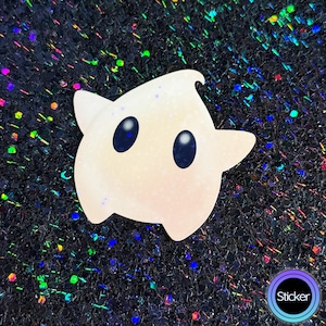 Super Mario Luma Star Sticker, Holographic Super Mario Galaxy Sticker ...