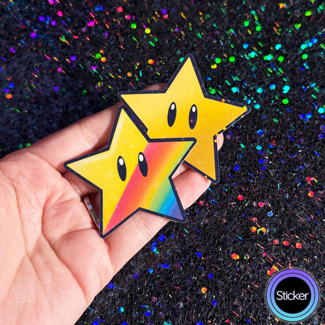 Mario Kart Super Star Sticker, Holographic Super Mario Sticker - Etsy