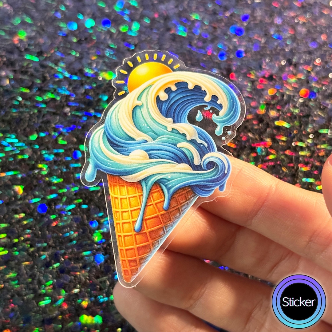 Ocean Wave Ice Cream Sticker - Full Vinyl, Waterproof - Etsy