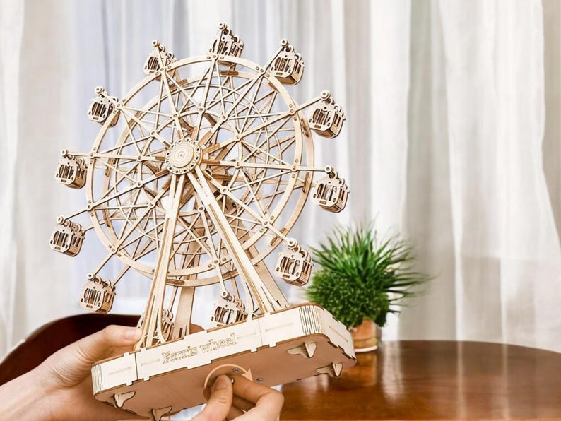 DIY Wooden Ferris Wheel Model | 3D Mechanical Music Puzzle Kit ...