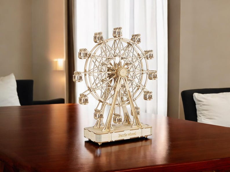 DIY Wooden Ferris Wheel Model | 3D Mechanical Music Puzzle Kit ...
