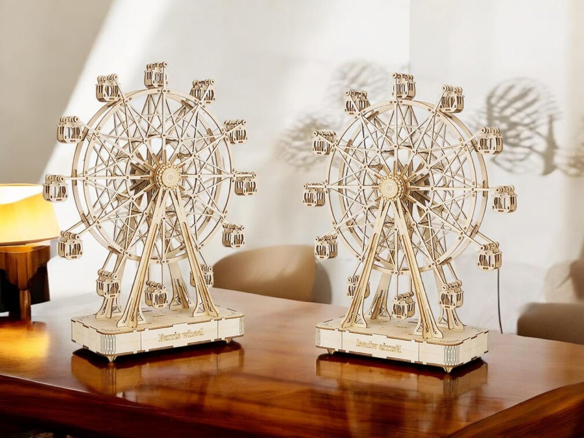 DIY Wooden Ferris Wheel Model | 3D Mechanical Music Puzzle Kit ...