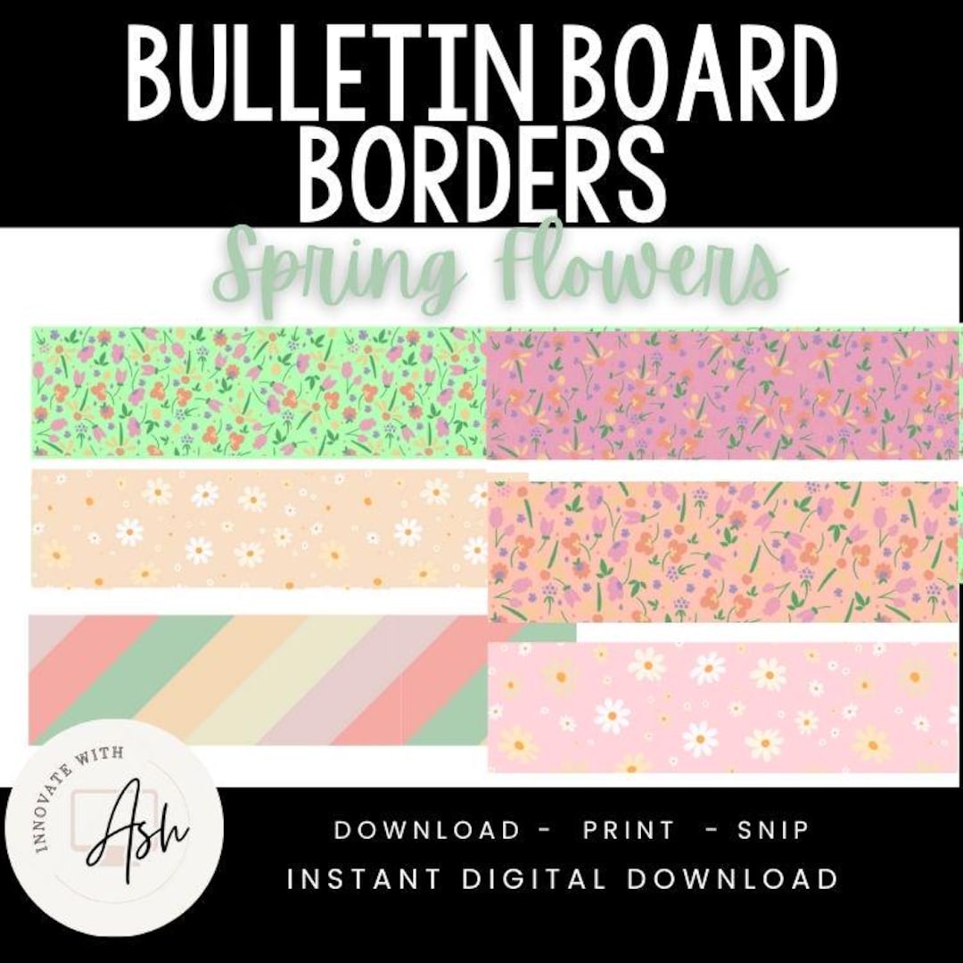 Spring Flowers Bulletin Board Borders | Holiday Borders | Boho Chic ...