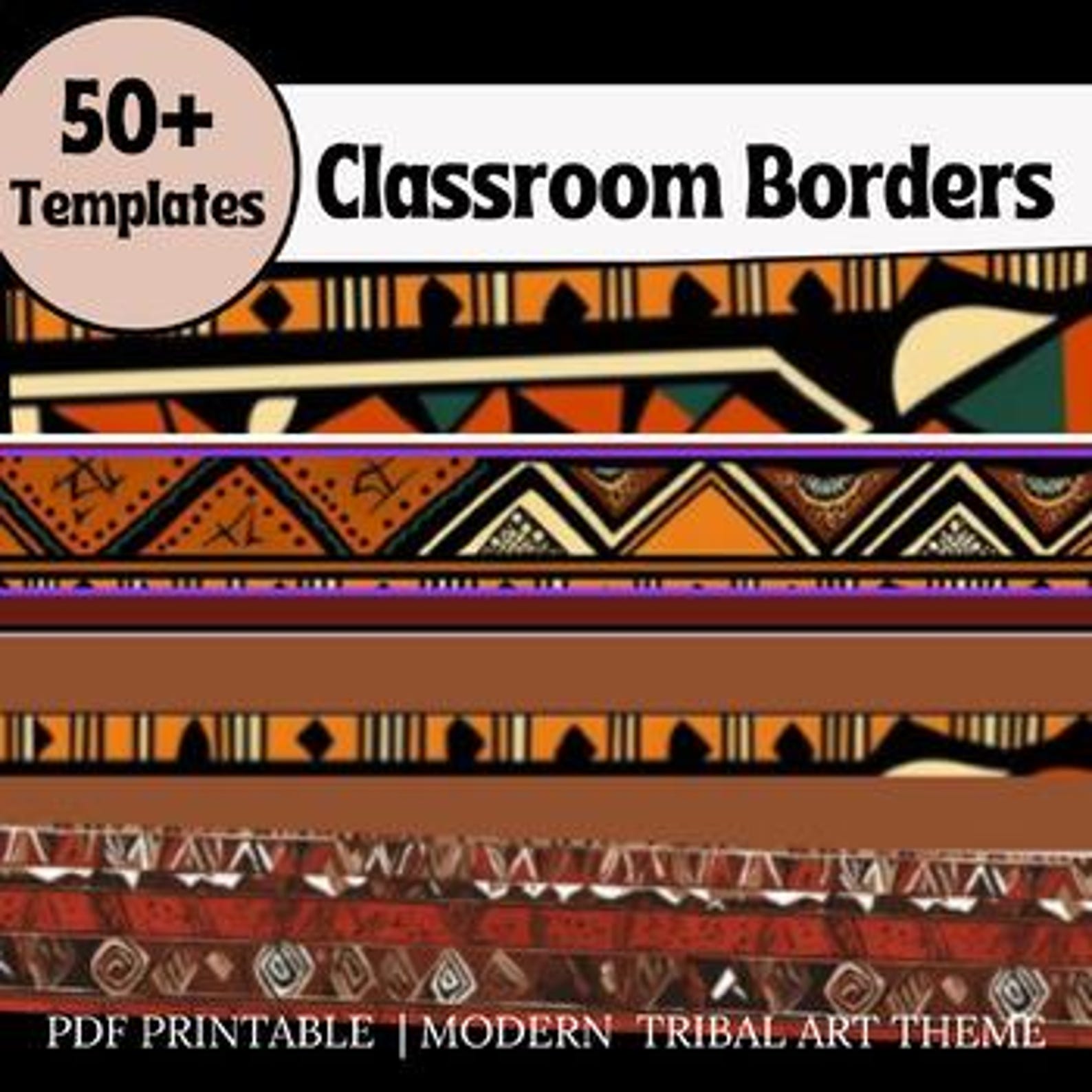 Modern Tribal Classroom Borders Pack Bulletin Board Borders Boho ...