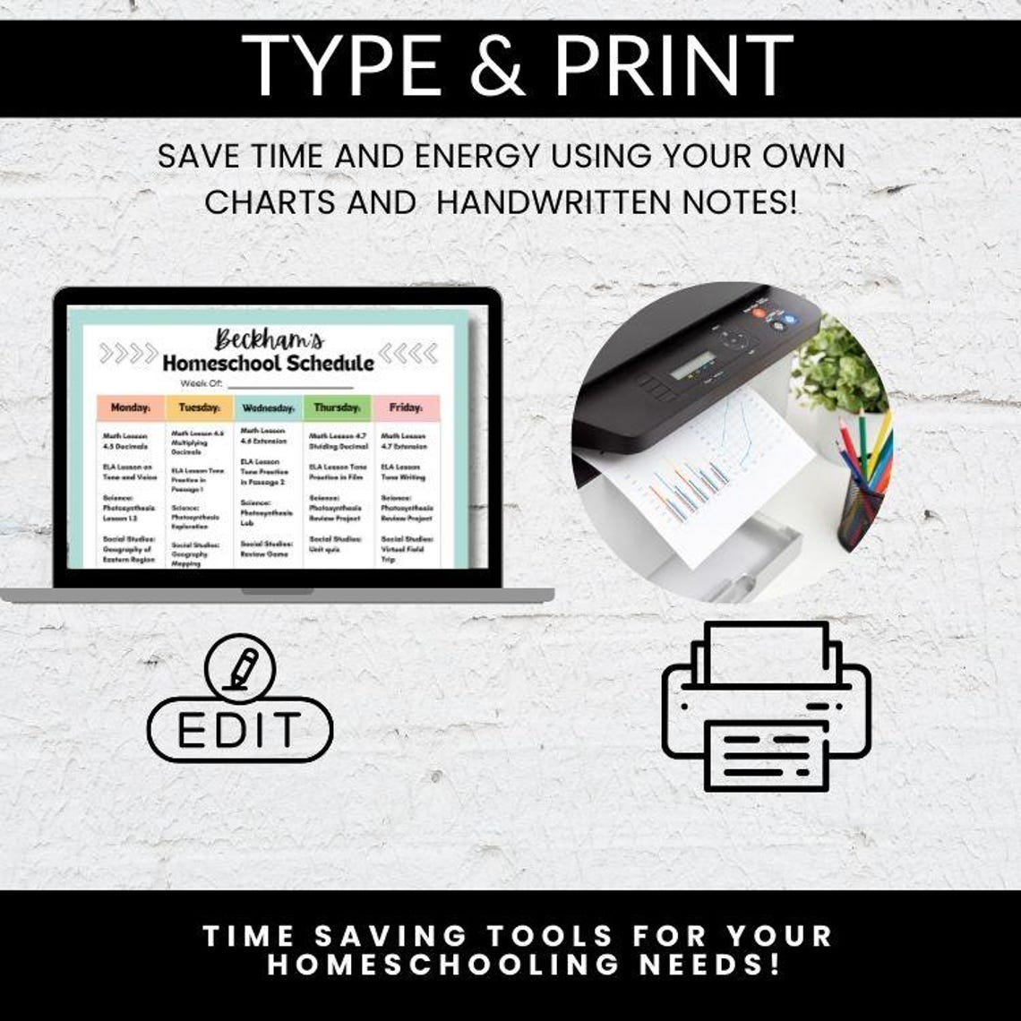 Homeschool Schedule Template | Editable Home School Planner | Printable ...