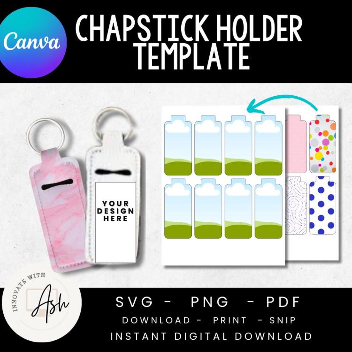 Chapstick Holder Editable Template, Canva Template, DIY Lip Balm Holder ...