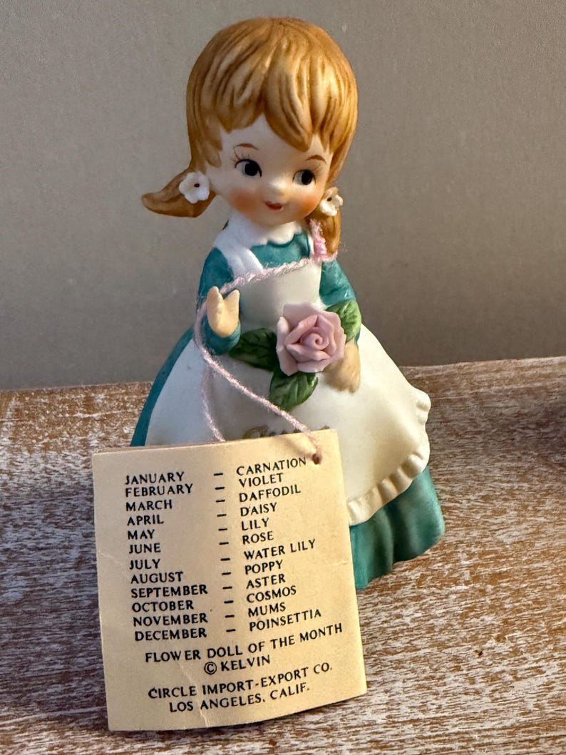 Vintage KELVIN Porcelain Birthday Girl June Rose C-775 Figurine With ...