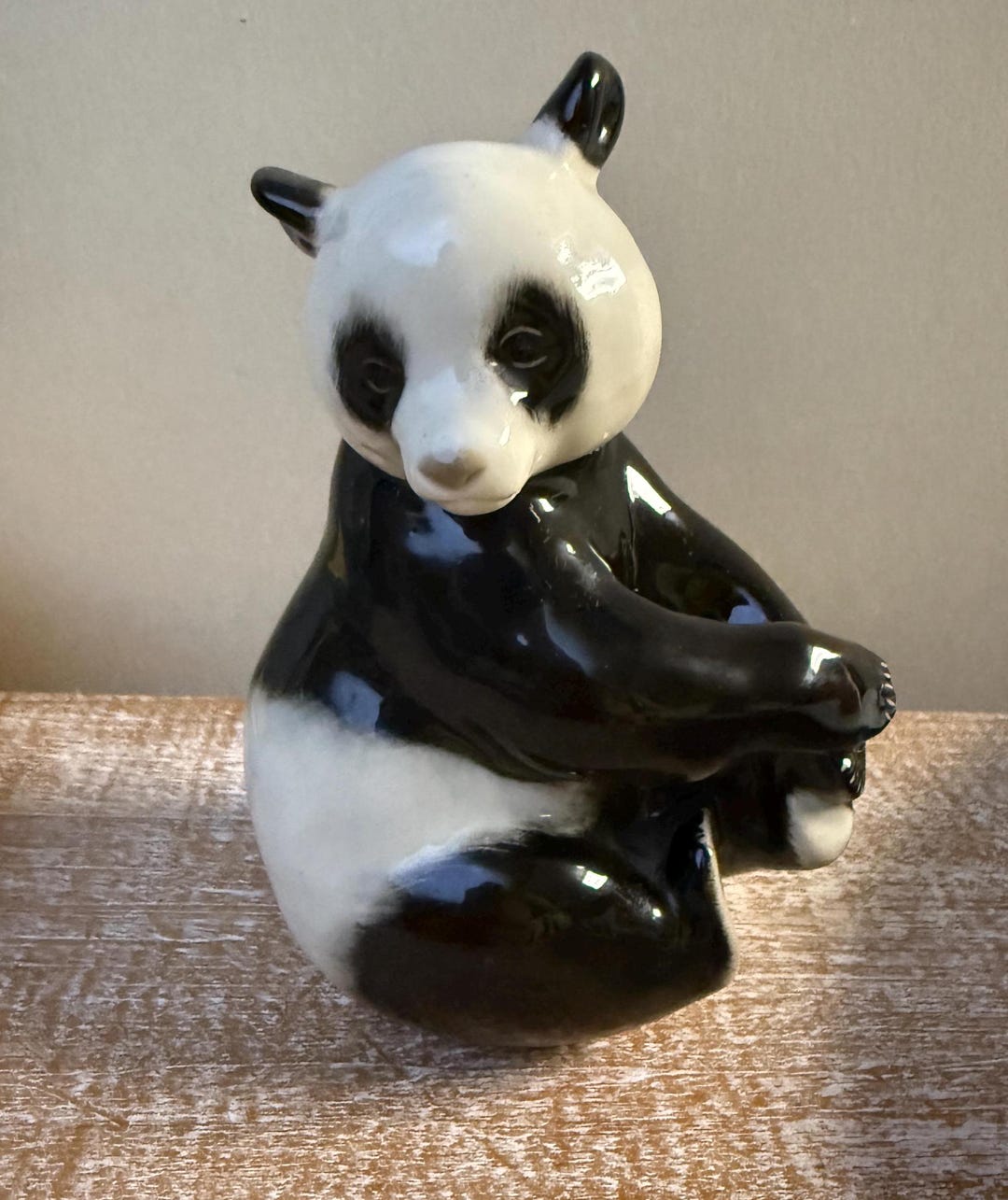 Vintage Lomonosov Sitting Porcelain Panda Bear Hand Painted Figurine ...